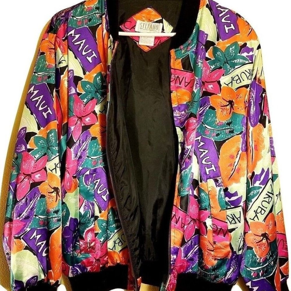 Stefano Original 80's Vintage Satin Windbreaker Jacke… - Gem